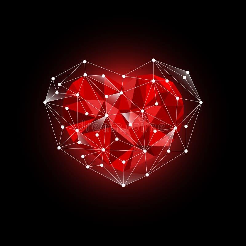 Polygonal Heart. Low Poly Vector Stock Vector - Illustration of shape ...