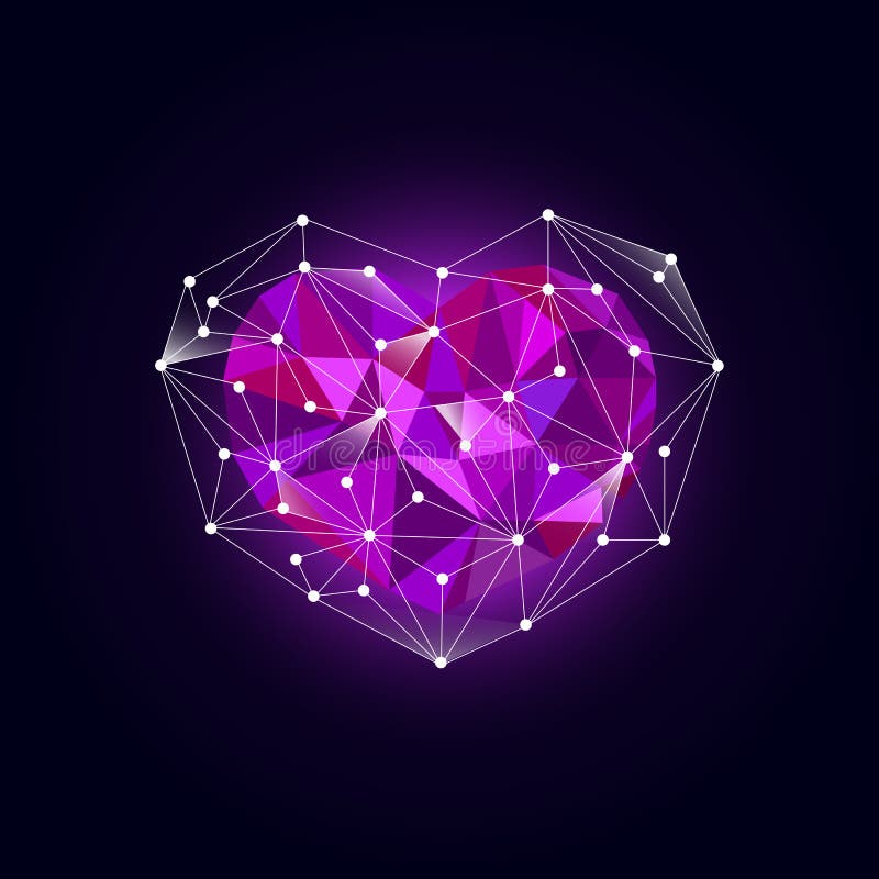 Polygonal Heart. Low Poly Vector Stock Vector - Illustration of poligon ...