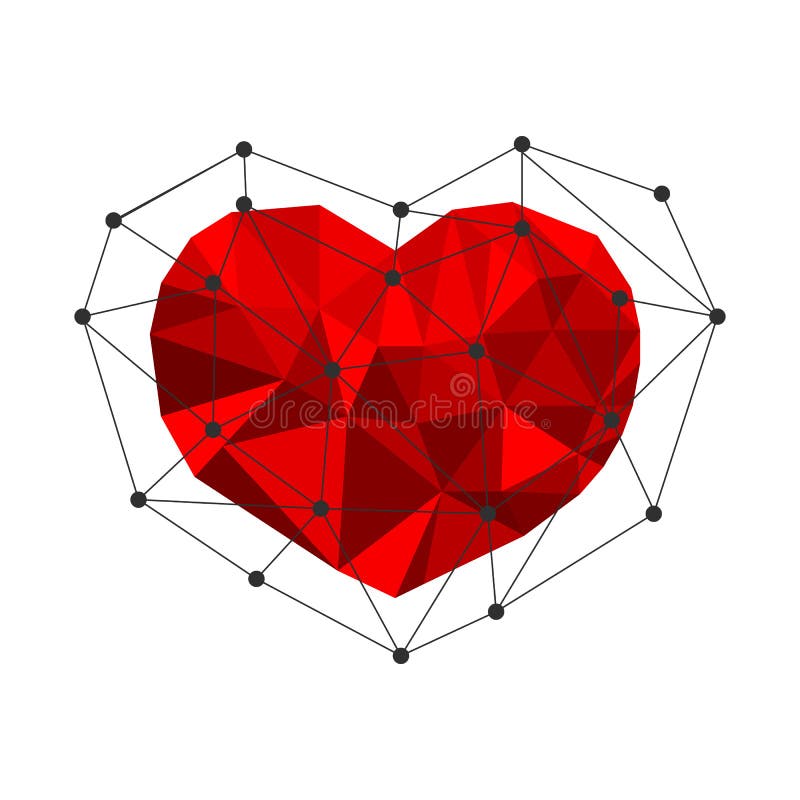 Polygonal Heart. Low Poly Vector Stock Vector - Illustration of shape ...