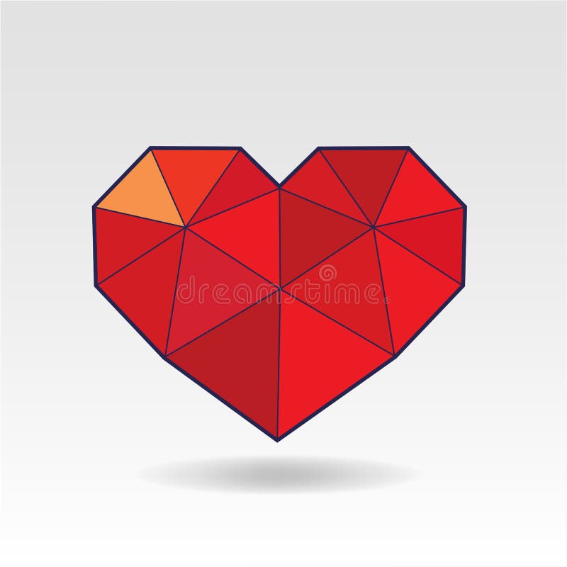 Polygonal Heart Shape Illustration, Low Poly Love Symbol, Isolated on ...