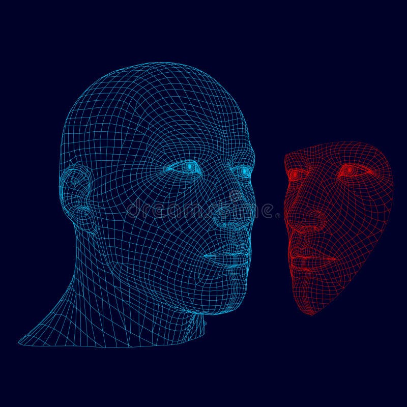 Face Detection And Recognition Of Digital Human 3d Illustration. Stock ...