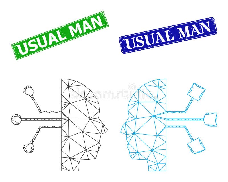 Distress Usual Man Stamp Seals and Triangle Mesh Human Network ...
