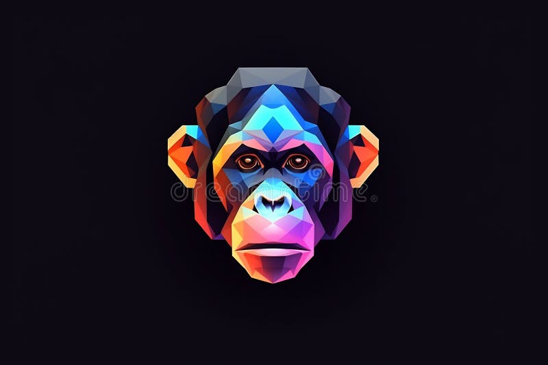 Polygonal Illustration of Monkey. a Minimalist Colored Logo Made of ...