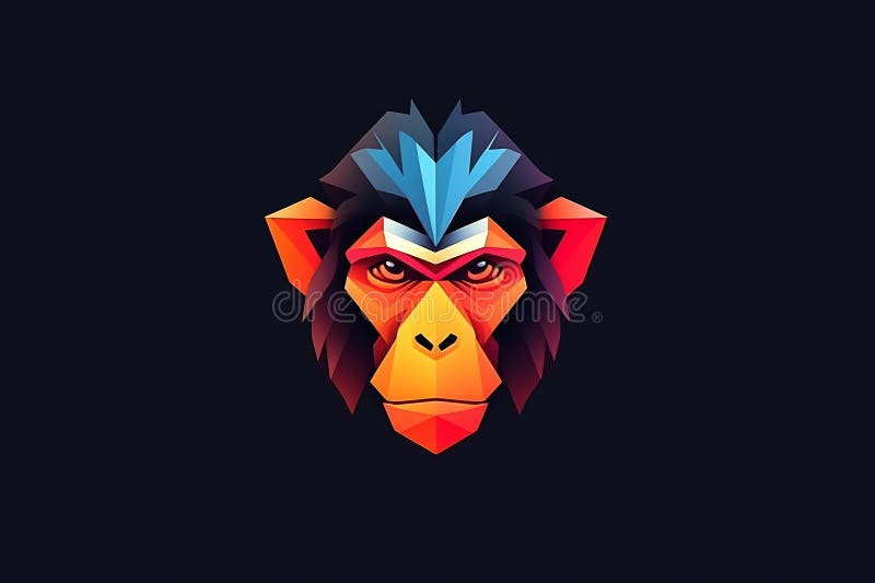 Polygonal Illustration of Monkey. a Minimalist Colored Logo Made of ...