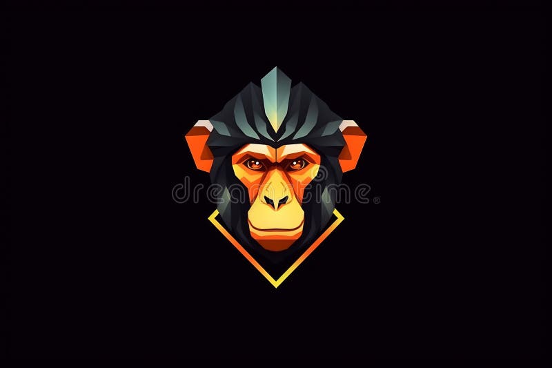Polygonal Illustration of Monkey. a Minimalist Colored Logo Made of ...
