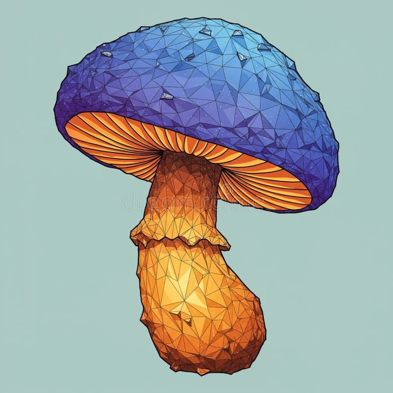 A Polygonal Illustration of a Mushroom Features a Geometric Design with ...
