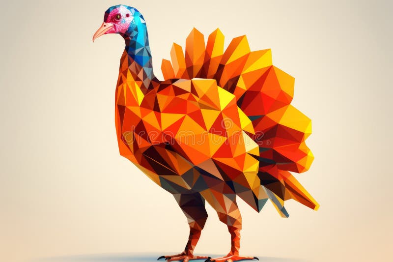 Polygonal Illustration of a Turkey in Low Polygonal Style Stock ...
