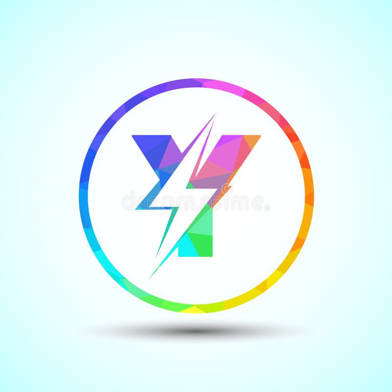 Polygonal Initial Letter Y Logo Design with Lighting Thunder Bolt ...