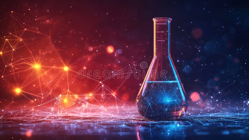 A Polygonal Lab Illustration on a Blue Background with Space for Text ...