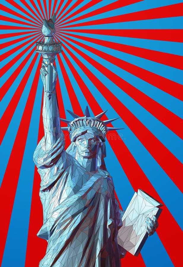 Polygonal Liberty Graphic Illustration on Shining Background Stock ...