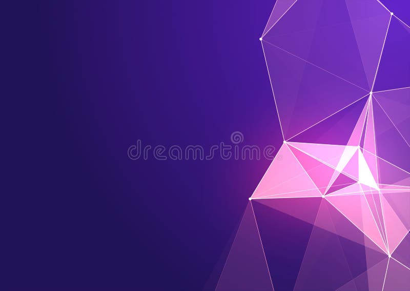 Polygonal Light Illustration Consisting of Luminous Triangles of Pink ...