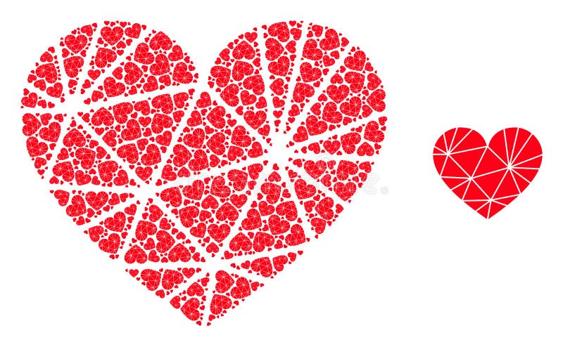 Polygonal Love Heart Fractal Collage Of Self Items Stock Vector