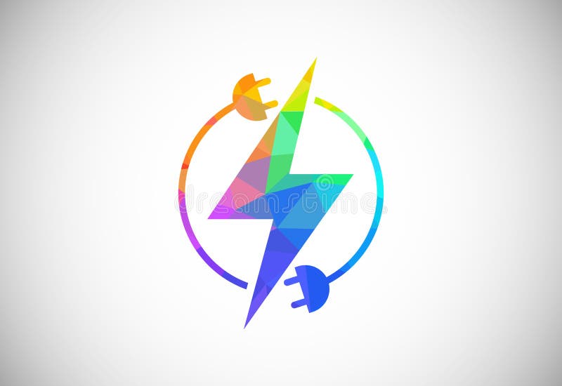 Polygonal Low Poly Electricity Logo Template Lighting Bolt Sign Symbol ...