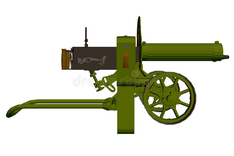 Polygonal Machine Gun Maxim. Machine Gun Isolated on a White Background ...