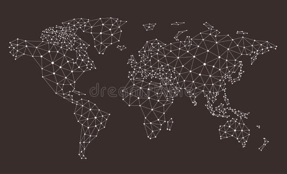 Polygonal Map. Digital Globe Earth, Polygons Maps, World Wide Internet ...
