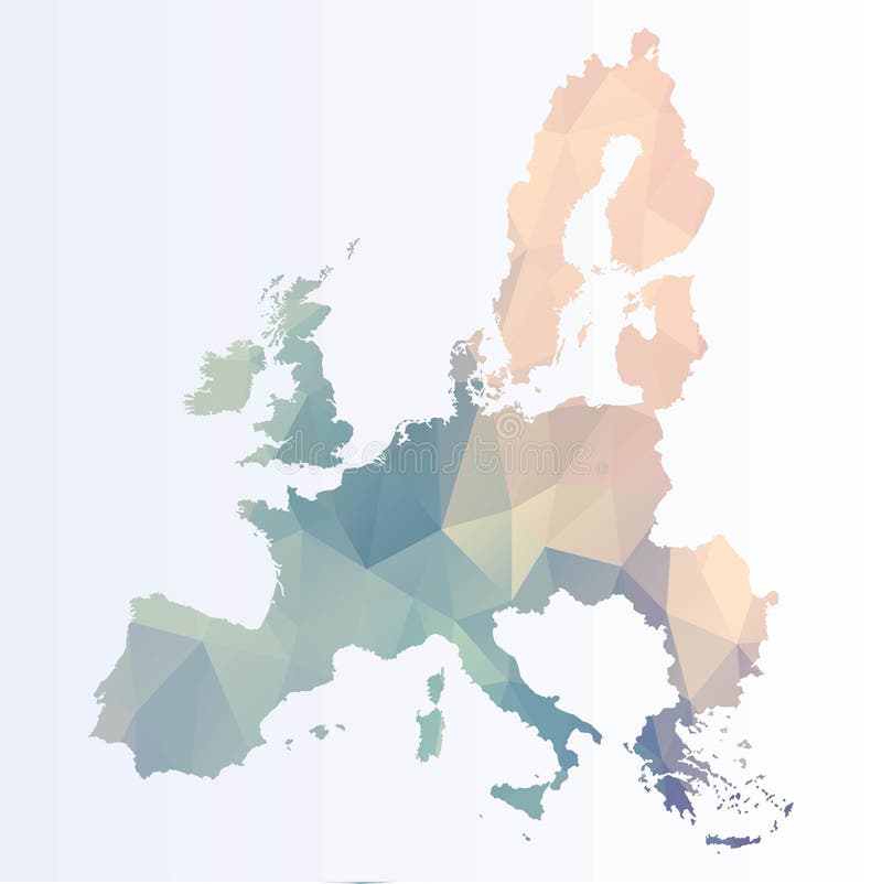 Polygonal map of Eu stock illustration. Illustration of mosaic - 124571222