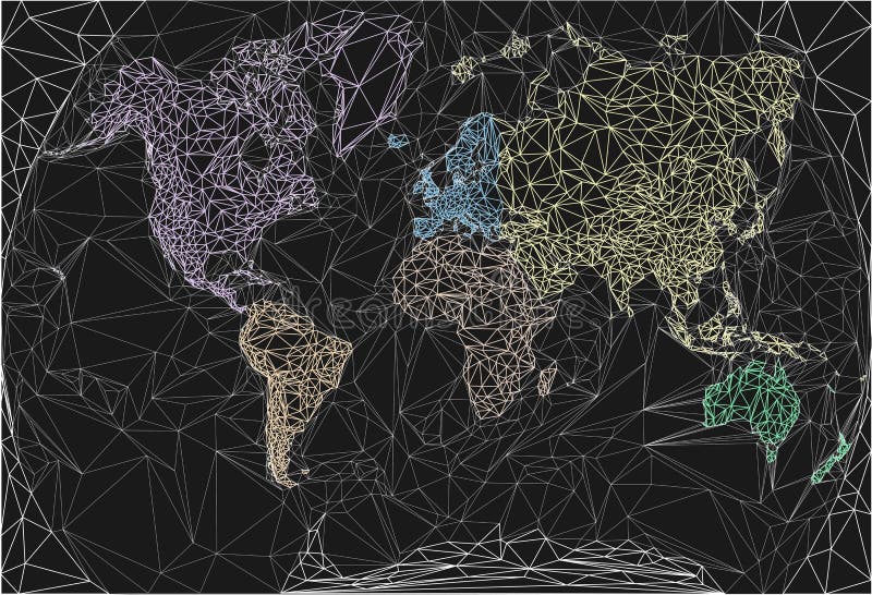 Polygonal Map, Illustrating Network and Communication Connection Around ...