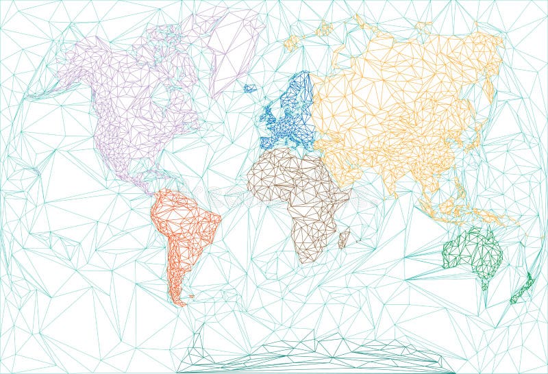 Polygonal Map, Illustrating Network And Communication Connection Around ...