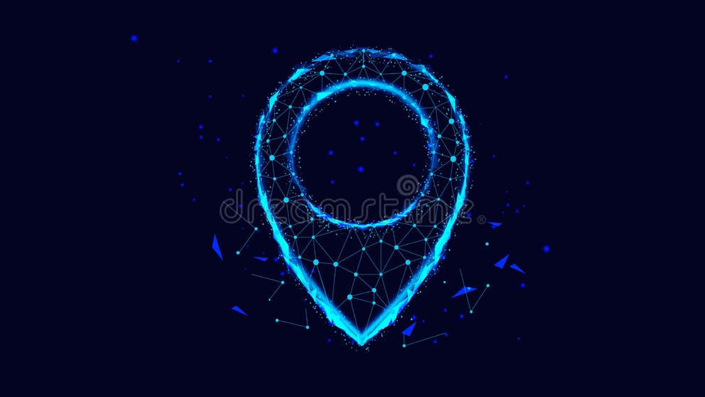 Polygonal Map Pointer or GPS Pin from Triangles and Luminous Points ...
