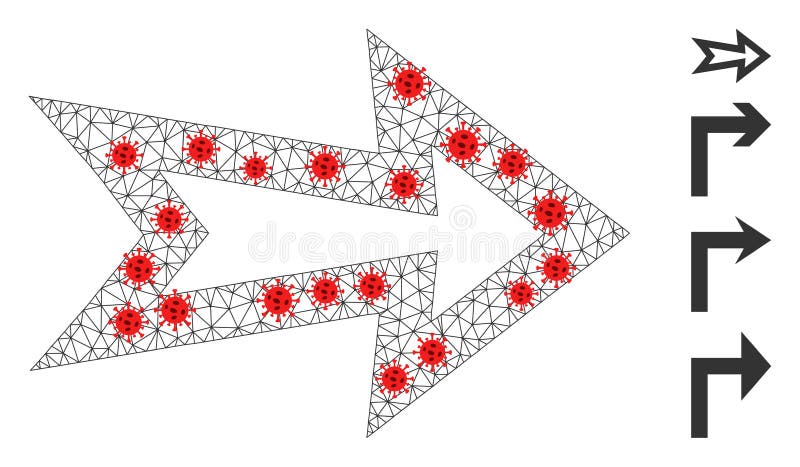 Polygonal Mesh Arrow Right Icon with Virus Nodes Stock Vector ...