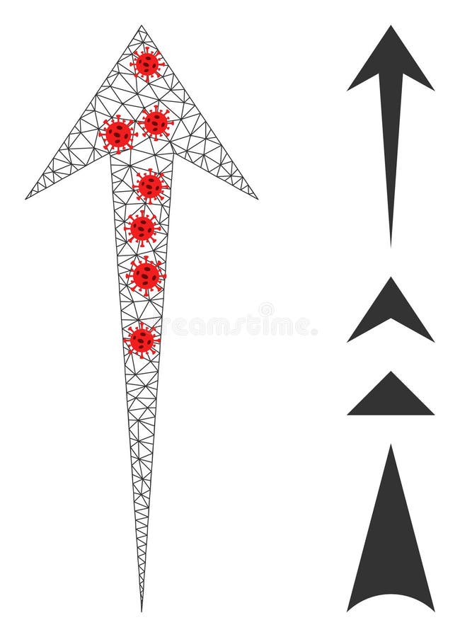 Polygonal Mesh Arrow Up Icon with Infection Elements Stock Vector ...
