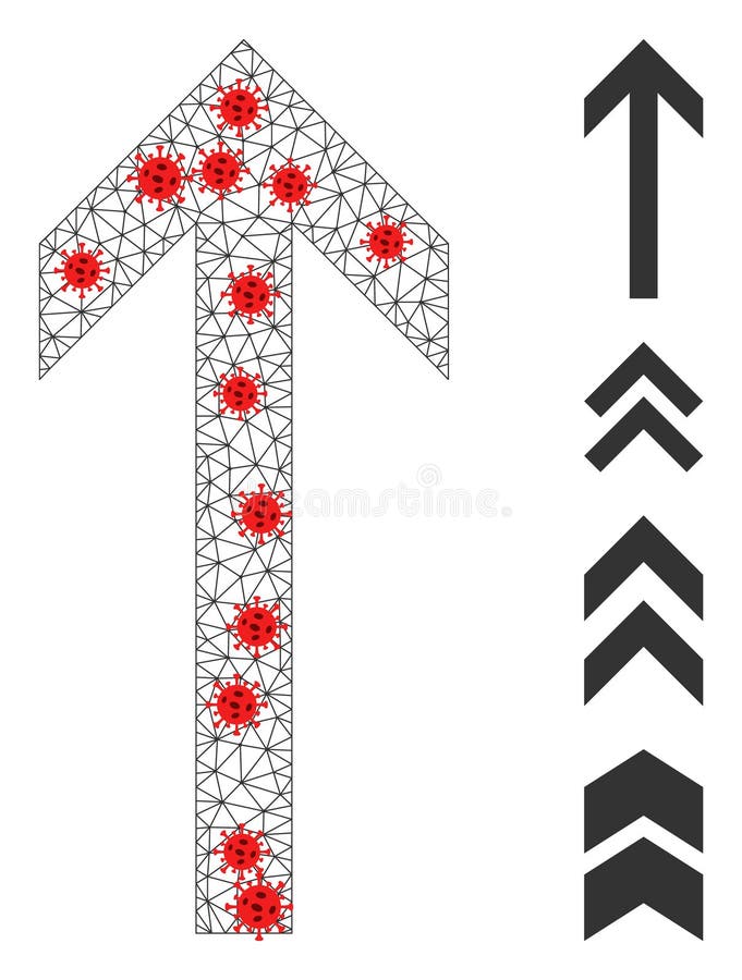 Polygonal Mesh Arrow Up Pictogram with Virus Nodes Stock Vector ...