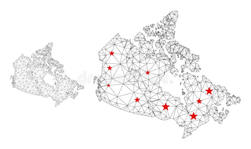 Polygonal Network Mesh Vector Canada Map with Stars Stock Vector ...