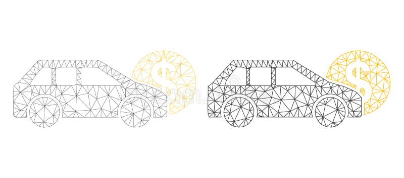 Mesh Car Leasing Icon Versions in Polygonal Carcass Vector Style Stock ...