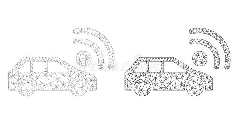 Mesh Car Radar Icon Versions in Polygonal Network Vector Style Stock ...