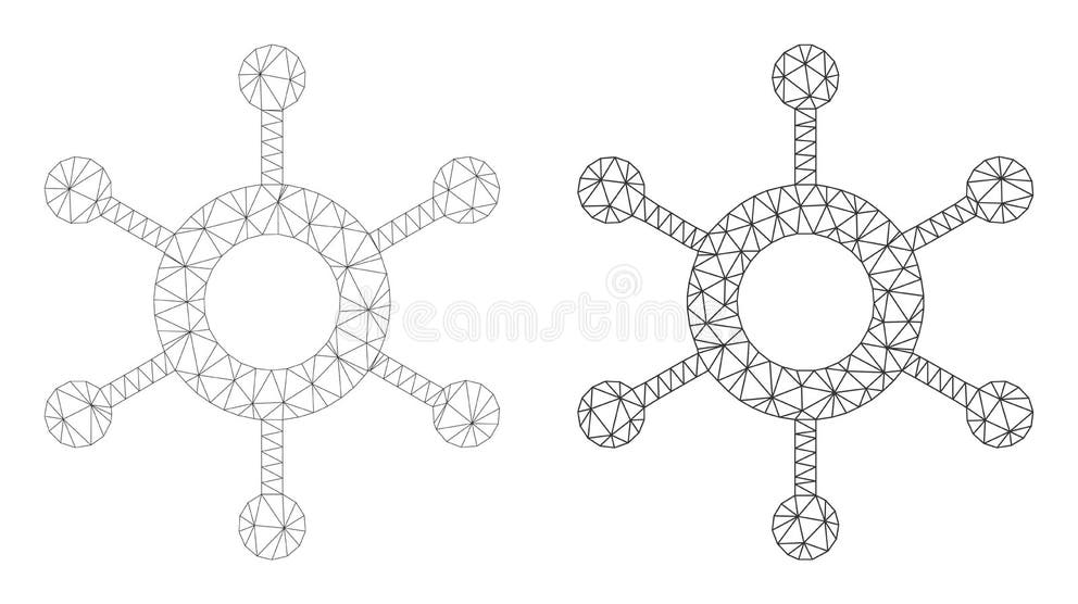 Mesh Central Connection Icon Versions in Polygonal Network Vector Style ...