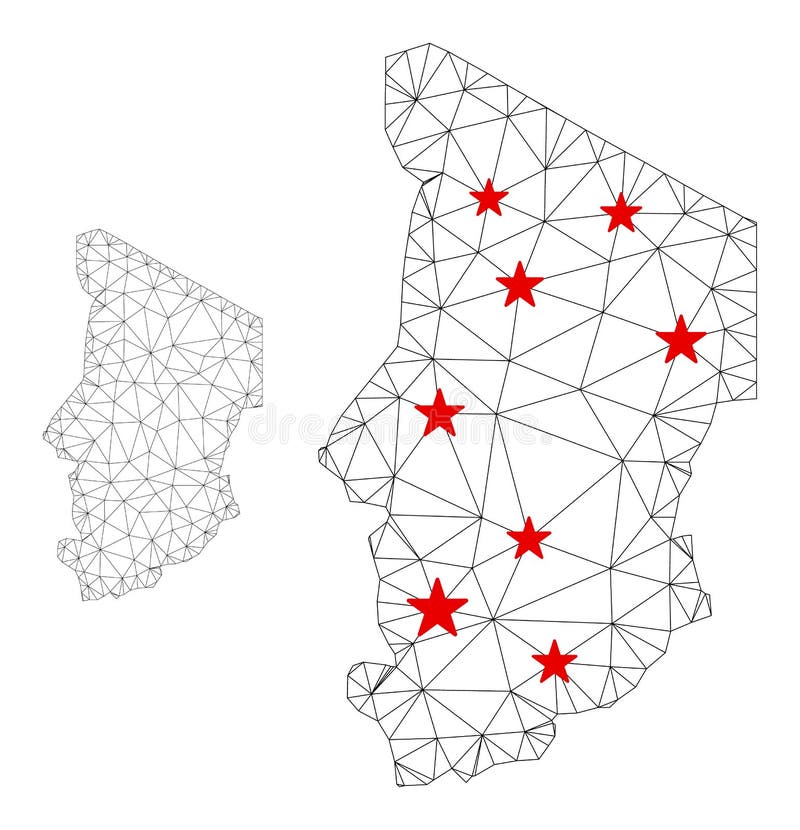 Polygonal Wire Frame Mesh Vector Chad Map with Stars Stock Vector ...