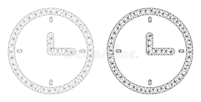 Mesh Clock Icon Versions in Polygonal Carcass Vector Style Stock ...