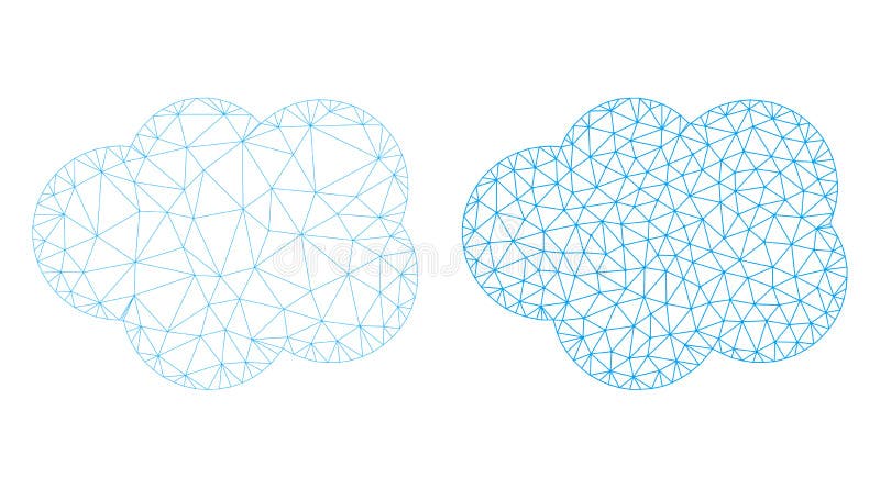 Mesh Cloud Icon Versions in Polygonal Flat Vector Style Stock ...