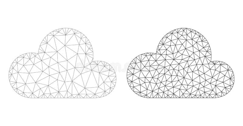 Mesh Cloud Icon Variants in Polygonal Carcass Vector Style Stock Vector ...