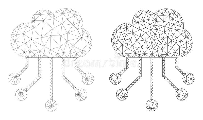 Mesh Cloud Links Icon Versions in Polygonal Wire Frame Vector Style ...
