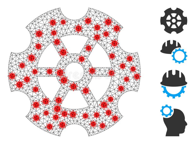 Polygonal Mesh Gear Icon with Infectious Centers Stock Vector ...
