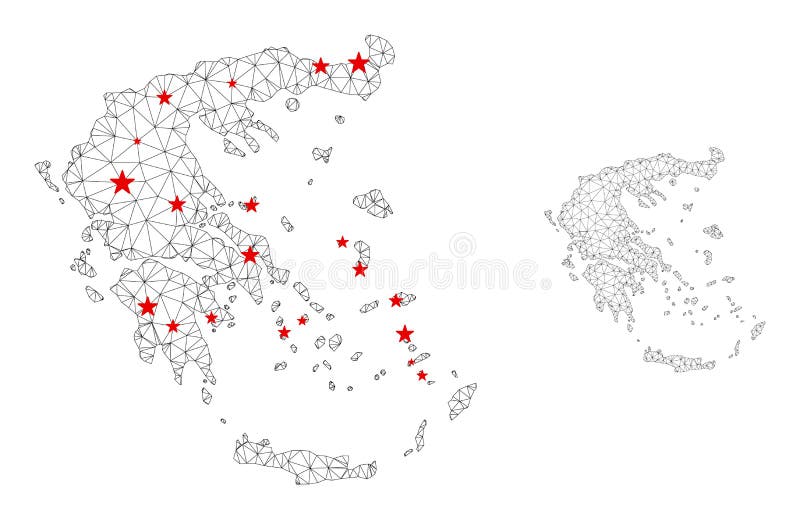 Polygonal Network Mesh Vector Greece Map with Stars Stock Vector ...