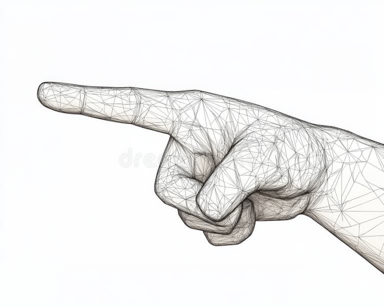 The Polygonal Mesh of a Human Hand in White Showcases the Application ...