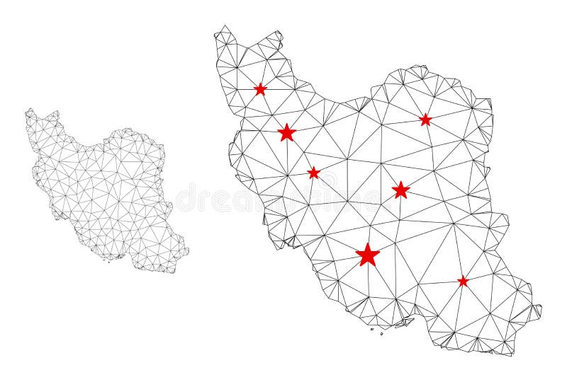 Polygonal 2D Mesh Vector Iran Map with Stars Stock Vector ...