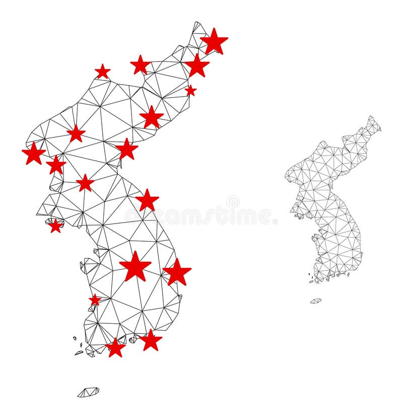 Polygonal 2D Mesh Vector Korea Map with Stars Stock Vector ...