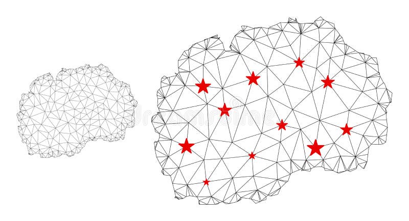 Polygonal Wire Frame Mesh Vector Macedonia Map with Stars Stock Vector ...