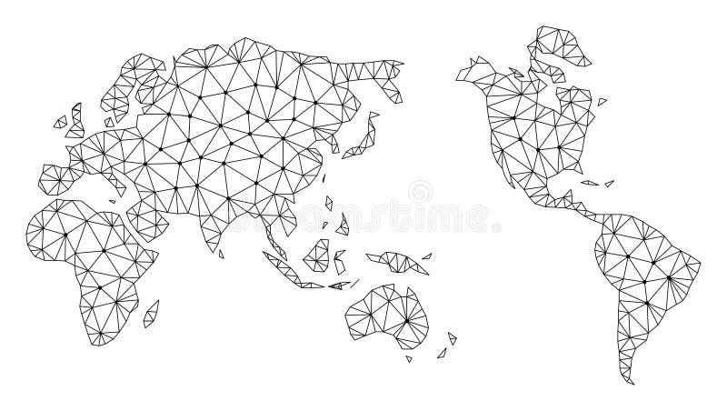 Polygonal 2D Mesh Vector Map of Earth Stock Vector - Illustration of ...