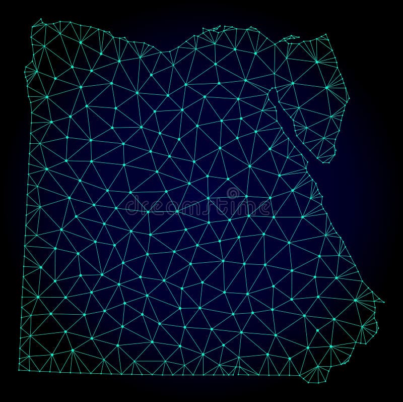 Polygonal Network Mesh Vector Map of Egypt Stock Vector - Illustration ...
