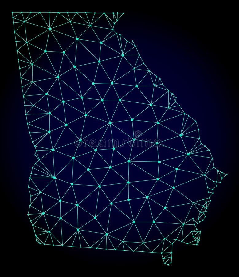 Polygonal Carcass Mesh Vector Map of Georgia State Stock Vector ...
