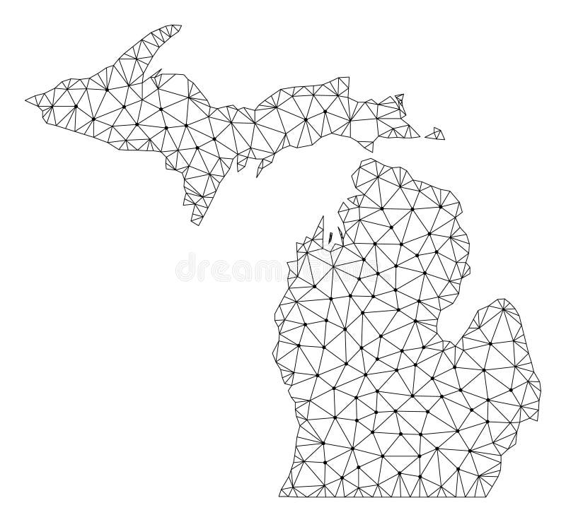 Polygonal Wire Frame Mesh Vector Map of Michigan State Stock Vector ...