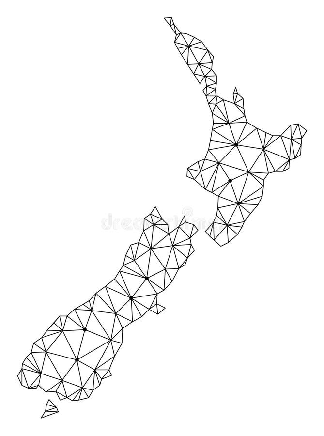 Polygonal 2D Mesh Vector Map of New Zealand Stock Vector - Illustration ...