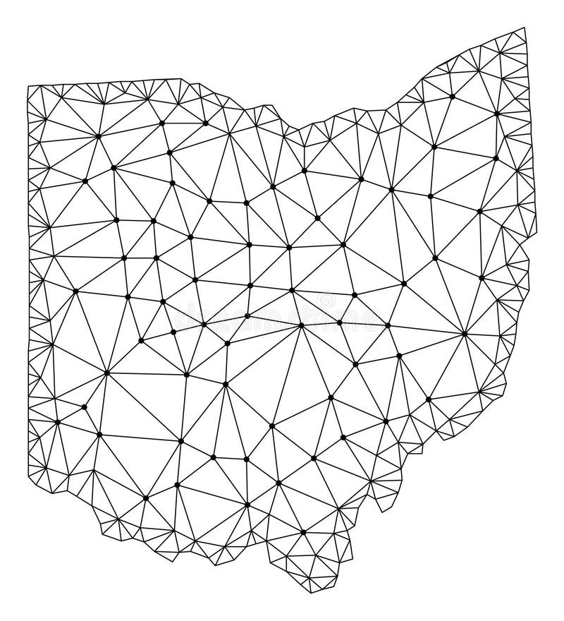 Polygonal Carcass Mesh Vector Map of Ohio State Stock Vector ...