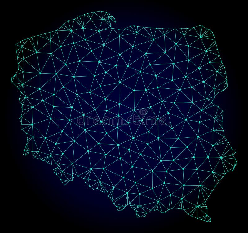 Polygonal Wire Frame Mesh Vector Map of Poland Stock Vector ...