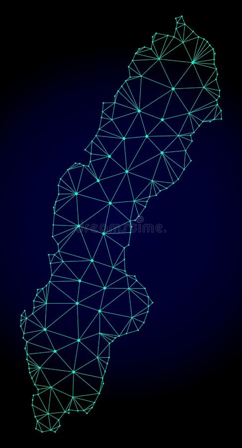 Polygonal Wire Frame Mesh Vector Map of Sweden Stock Vector ...