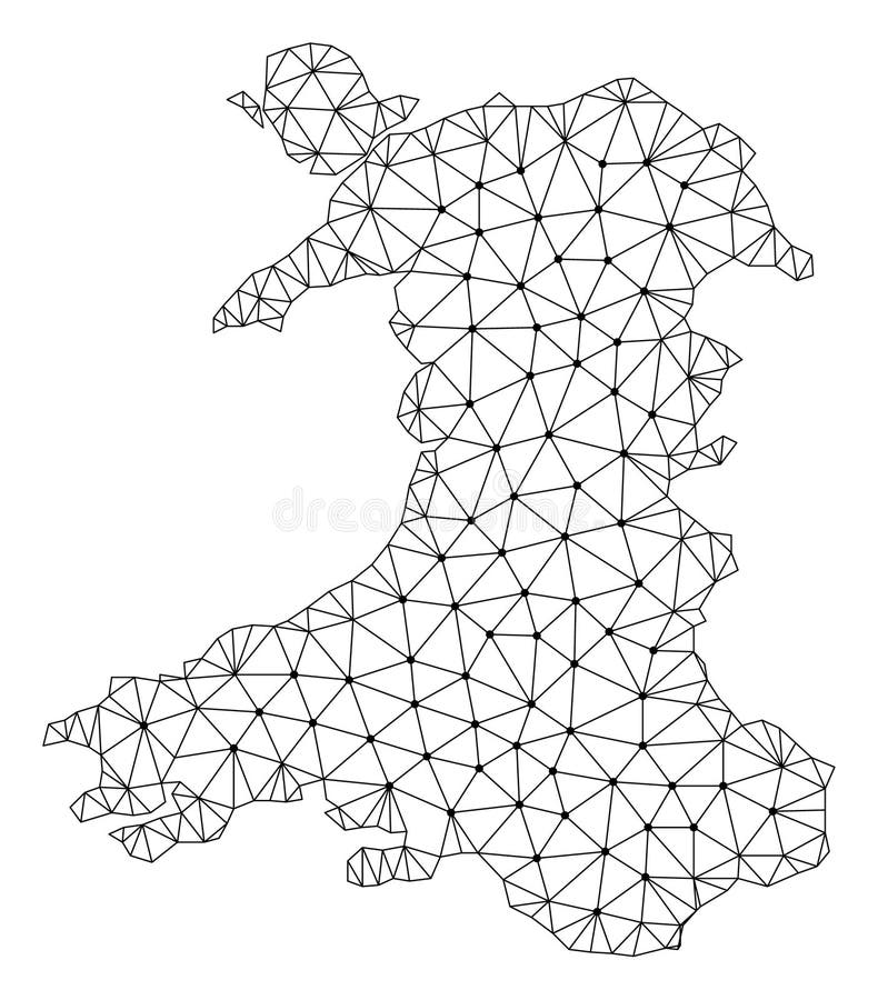 Polygonal 2D Mesh Vector Map of Wales Stock Vector - Illustration of ...